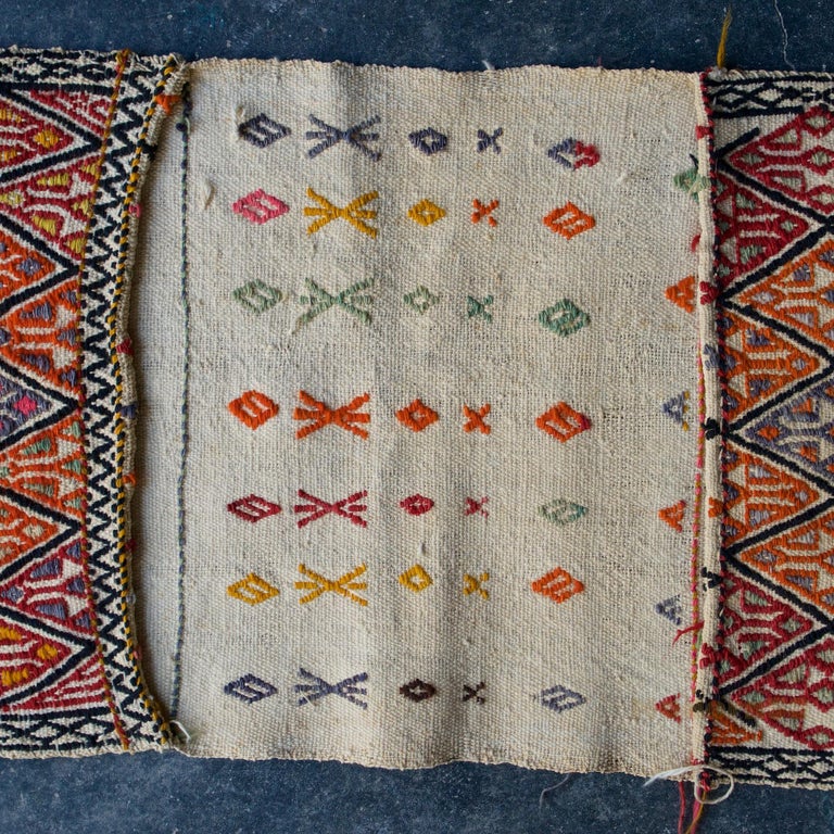 1960s Jordanian Handwoven Wool Mule Saddle Bags Rug Kilim Ladder Throw ...