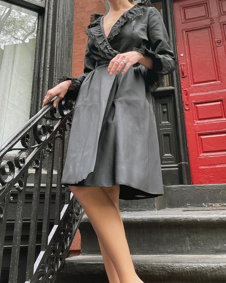 1960s JOSEPH MAGNIN TAFFETA WRAP DRESS For Sale at 1stDibs