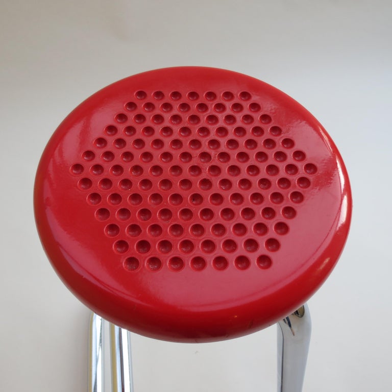 1960s K700 Red Chrome Paperclip Stool Hugh Hamilton and Philip Salmon ...