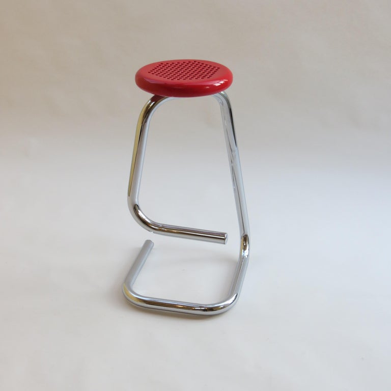 1960s K700 Red Chrome Paperclip Stool Hugh Hamilton and Philip Salmon ...