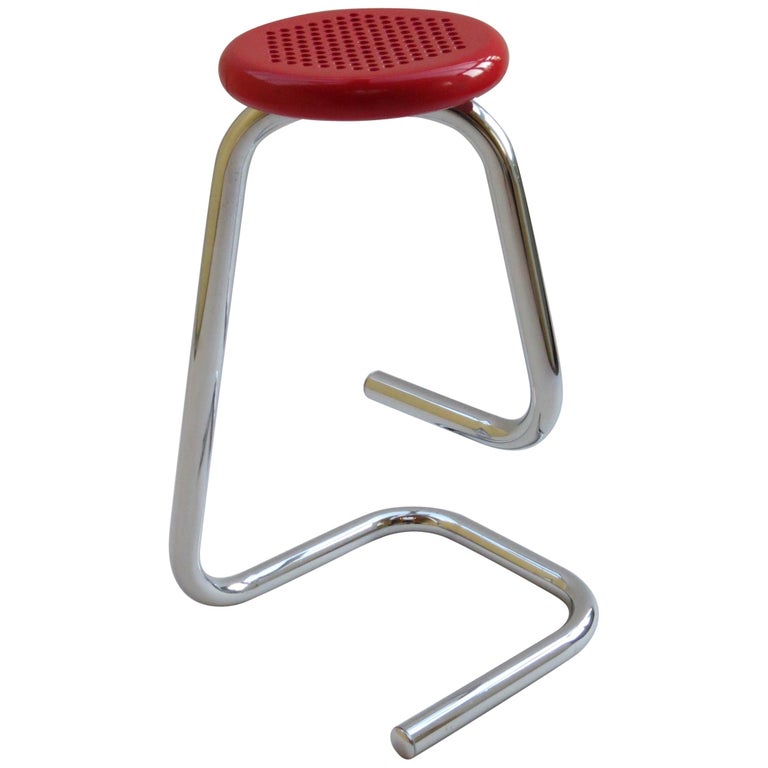 1960s K700 Red Chrome Paperclip Stool Hugh Hamilton and Philip Salmon ...