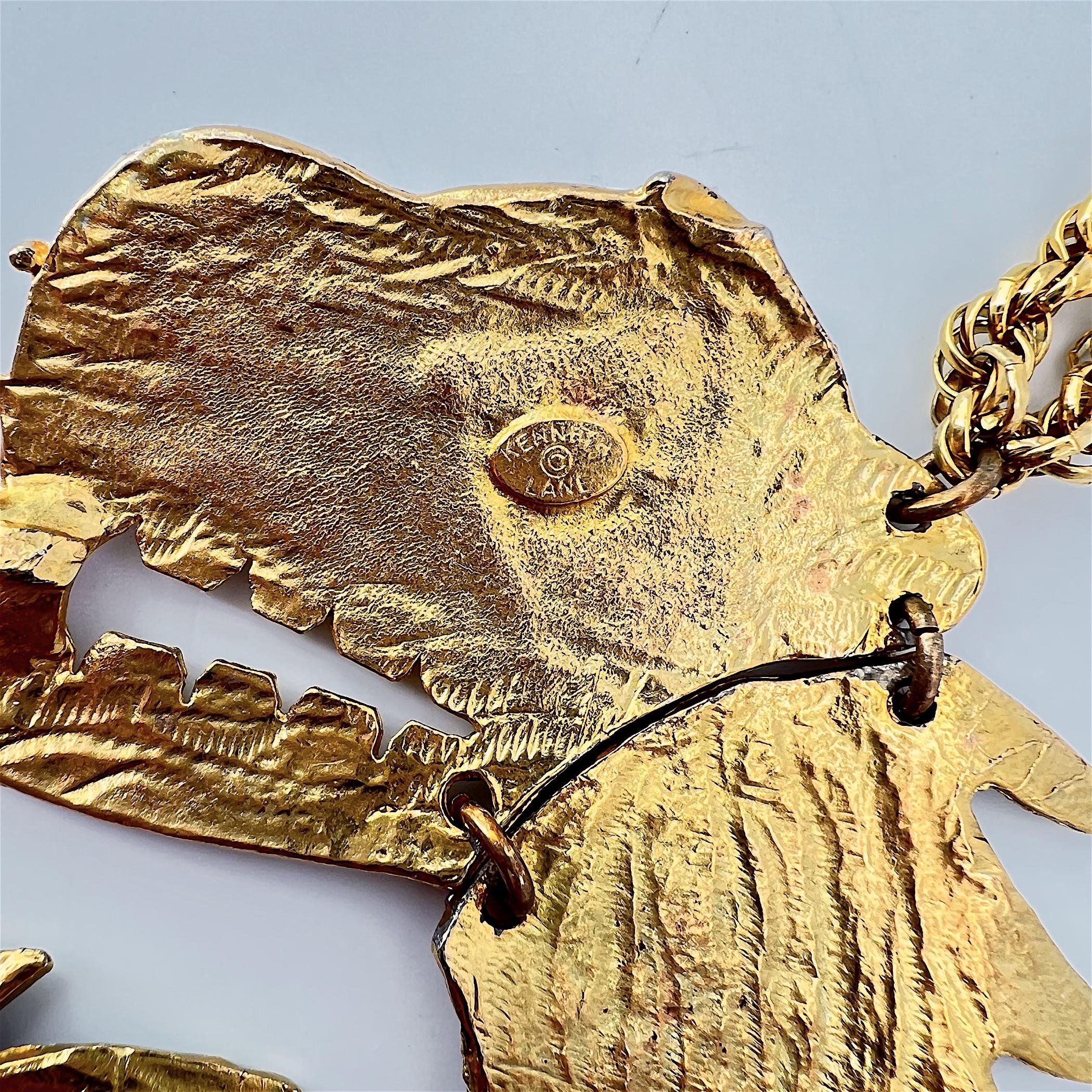 1960s Kenneth J Lane KJL Dragon Necklace Statement Costume Jewelry Mid ...