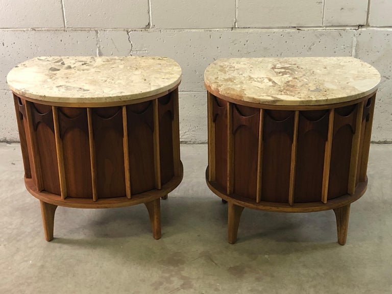 1960s Kent Coffey Perspecta Marble-Top End Tables, Pair For Sale at 1stDibs