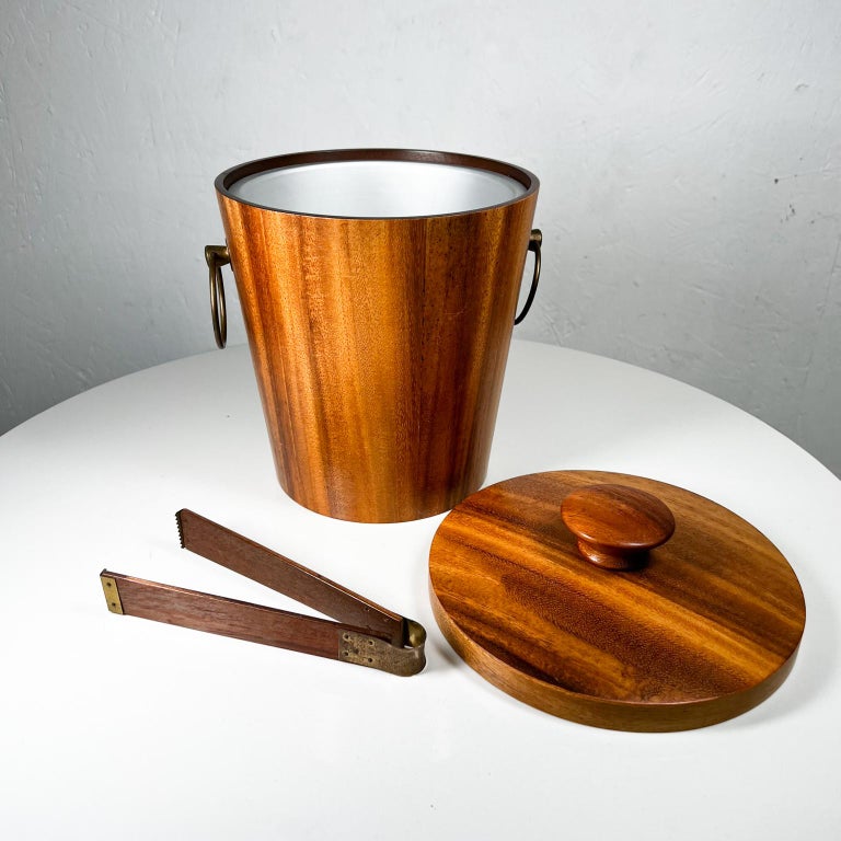 1960s KMC Barware Vintage Ice Bucket and Tongs in Teakwood Japan For ...
