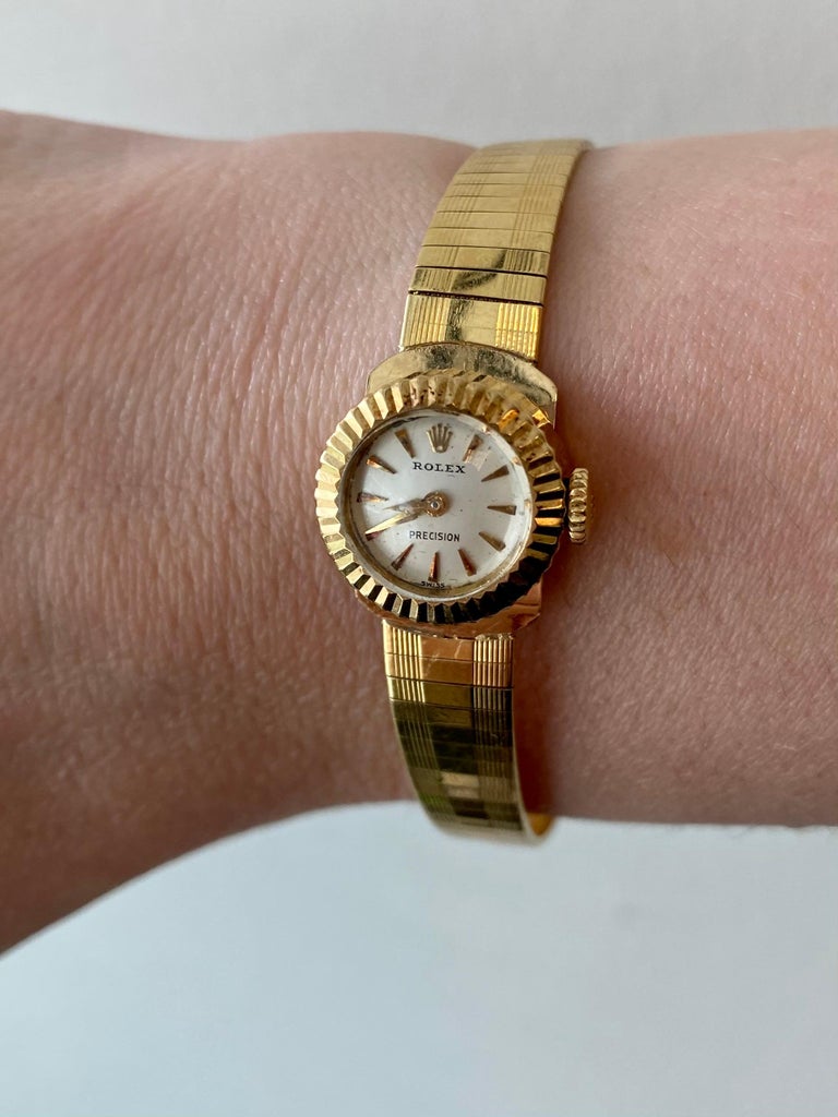 1960s Ladies Rolex Wristwatch, 18 Karat Yellow Gold For Sale at 1stDibs