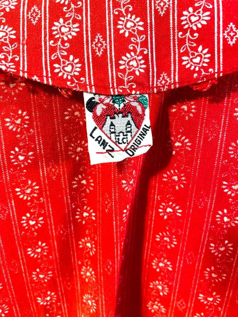 1960s Lanz Red Heart Calico Printed Cotton Dress at 1stDibs | calico 1960s