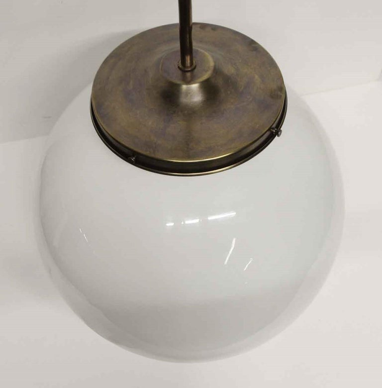 1960s Large Italian White Globe Pendant Light; Mid-Century Modern Style ...
