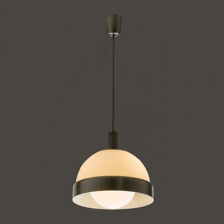 1960s Large Lantern by Pia Guidetti Crippa for Lumi, Aluminium, Opaline ...