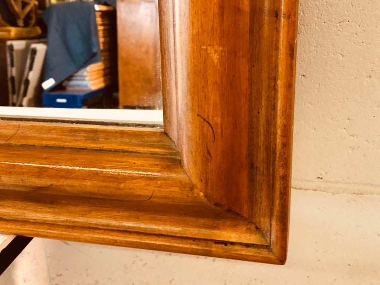 1960s Large Maple Wood Wall Mirror For Sale at 1stDibs