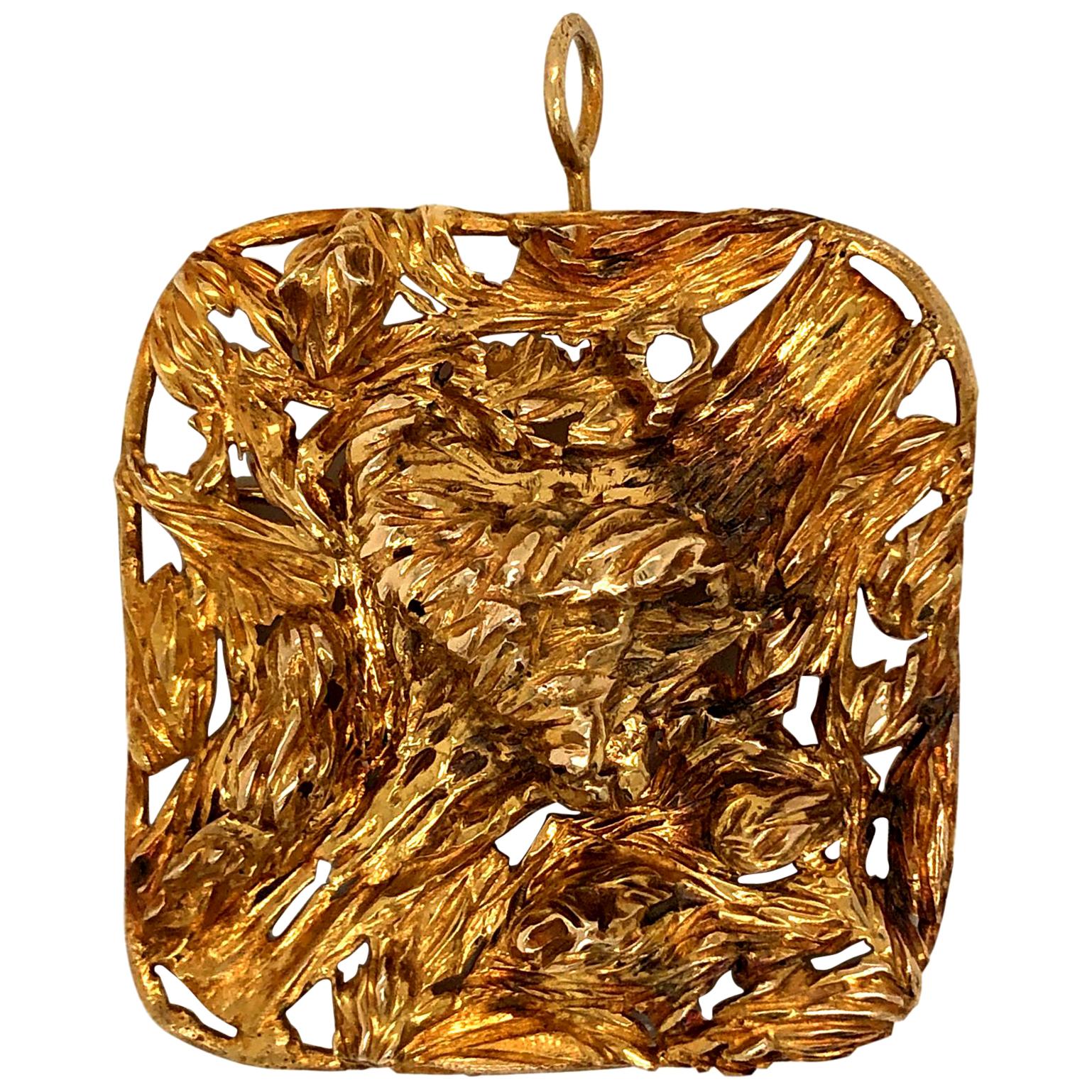 1960s Large Multi Stone Gold Brooch at 1stDibs