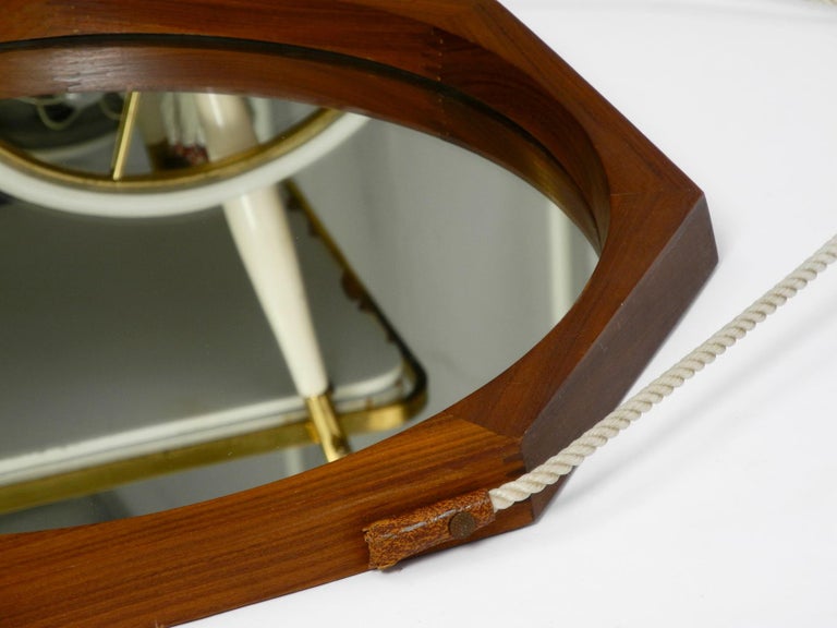 1960s Large Octagon Teak Wall Mirror with Thick Natural Fiber Rope from ...