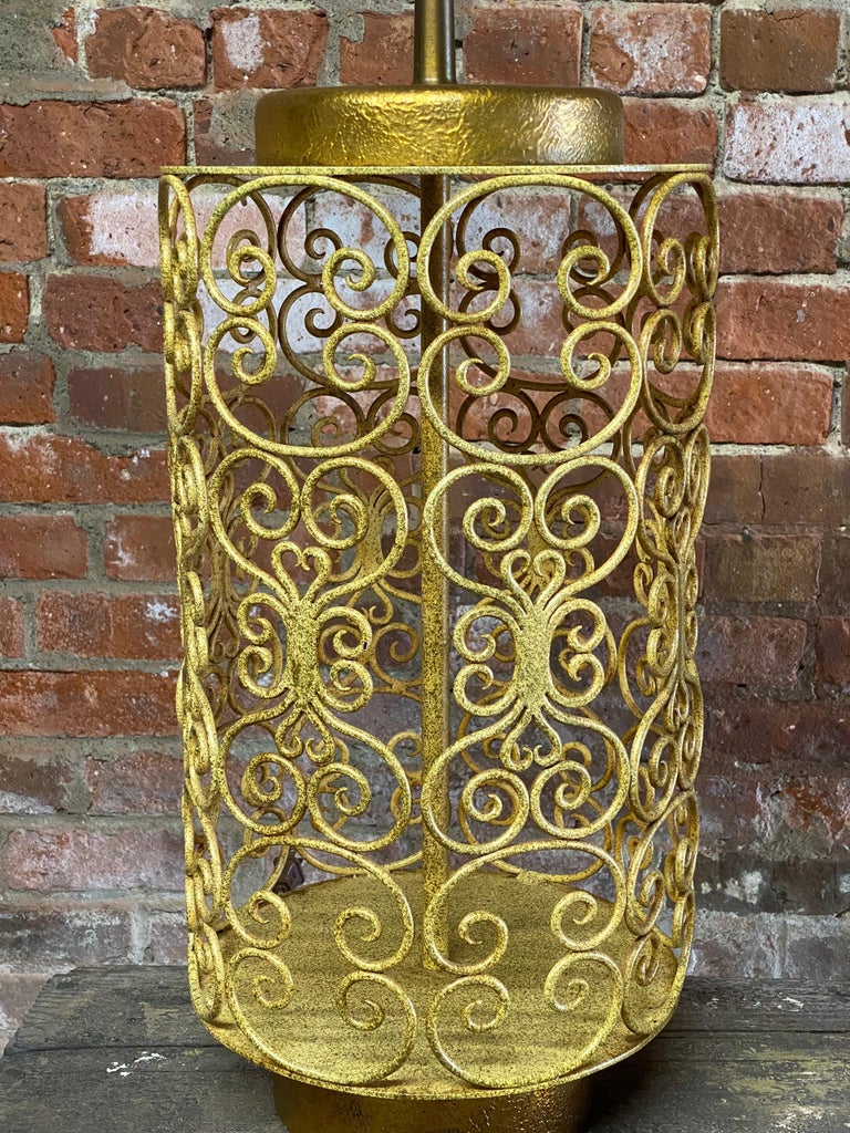 1960s Large Scroll Metalwork Table Lamps, A Pair For Sale at 1stDibs