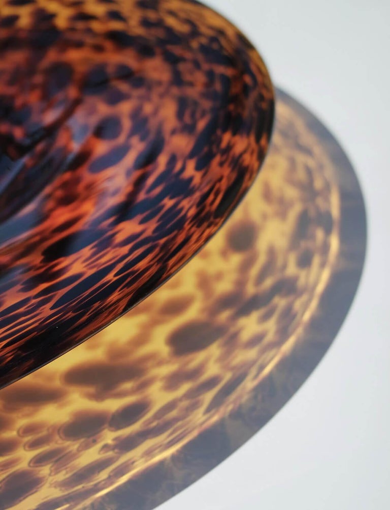 1960s Large Italian Tortoiseshell Empoli Glass Plate For Sale at 1stDibs