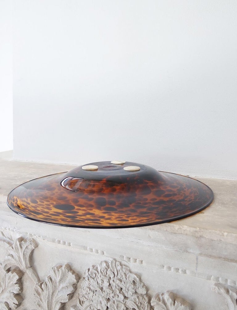 1960s Large Italian Tortoiseshell Empoli Glass Plate For Sale at 1stDibs