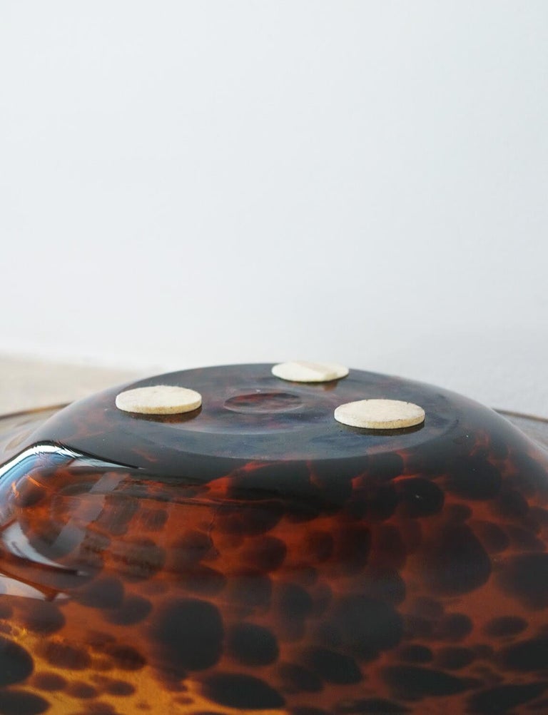 1960s Large Italian Tortoiseshell Empoli Glass Plate For Sale at 1stDibs