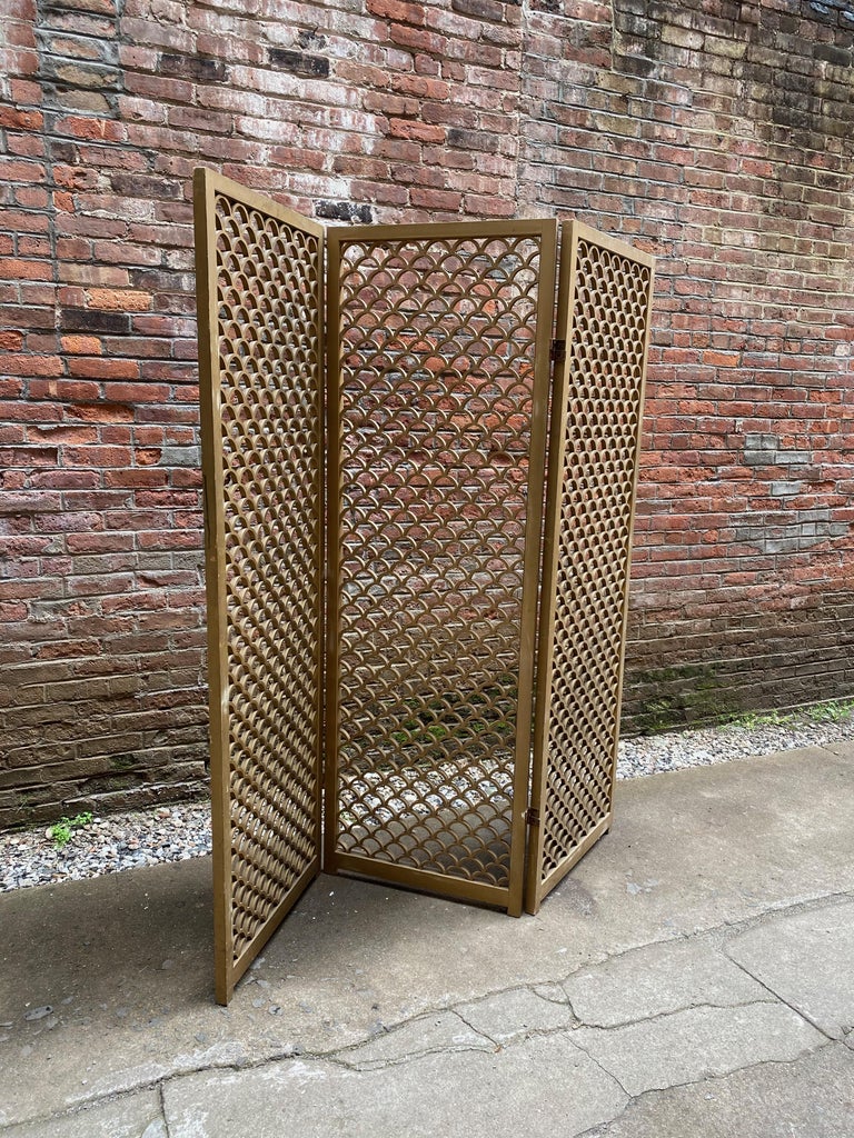 1960s Large Wood Tri Folding "Fish Scale" Screen at 1stDibs | wooden ...