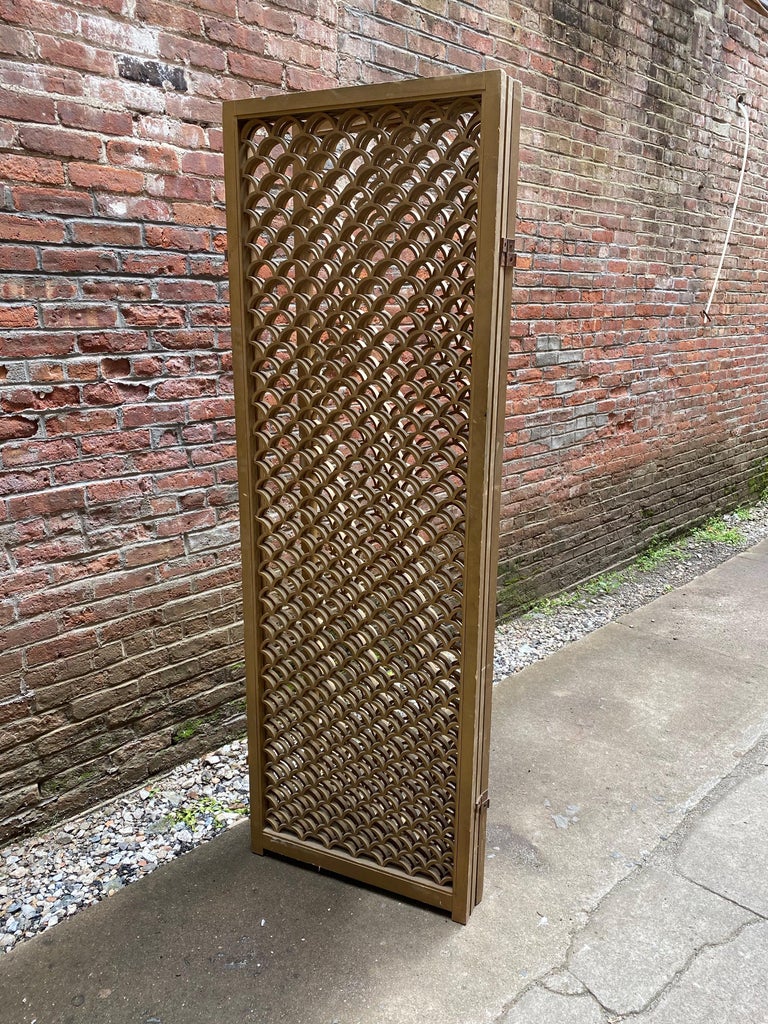 1960s Large Wood Tri Folding "Fish Scale" Screen at 1stDibs | wooden ...