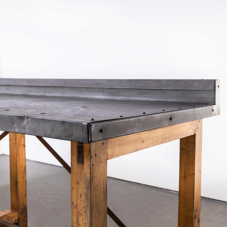 1960's Large Zinc Top Bench, Console Table, Potting Bench at 1stDibs