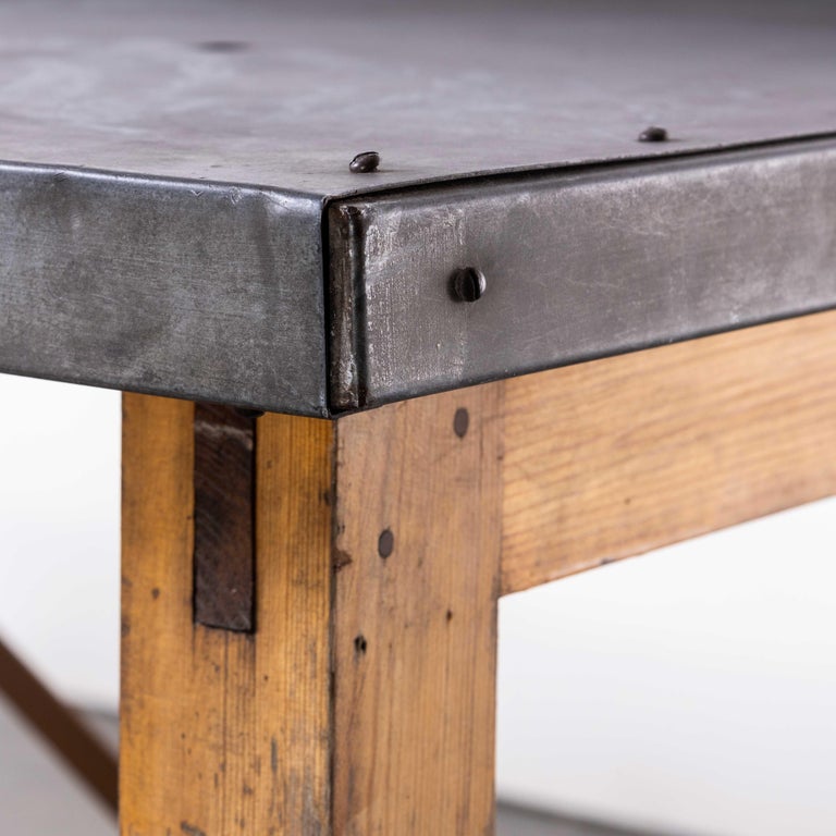 1960's Large Zinc Top Bench, Console Table, Potting Bench at 1stDibs