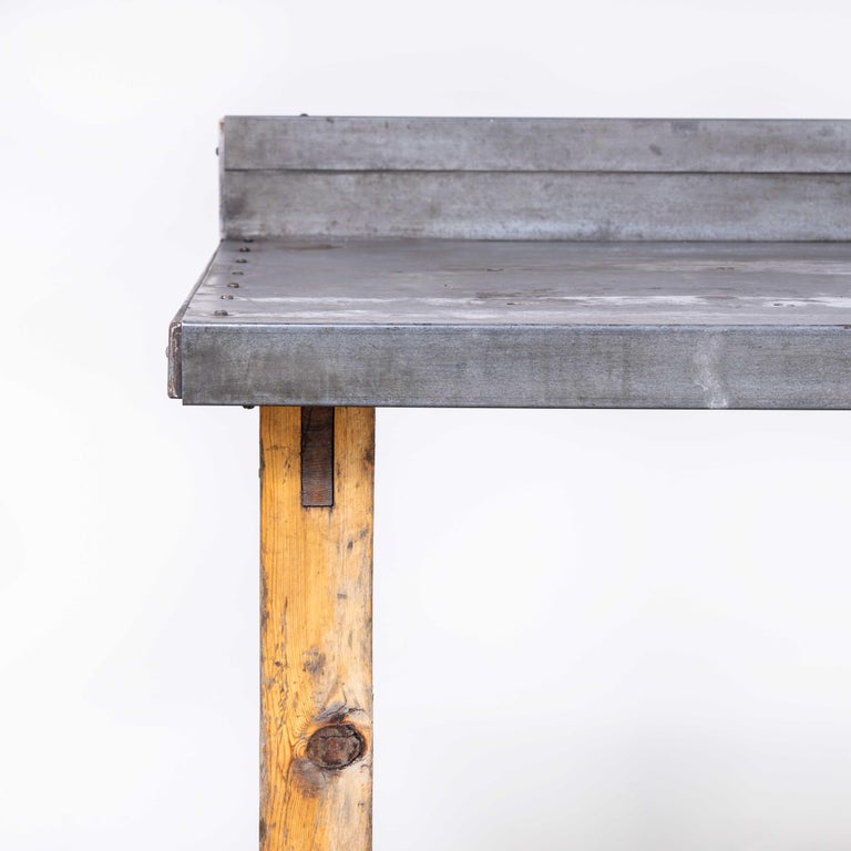 1960's Large Zinc Top Bench, Console Table, Potting Bench at 1stDibs