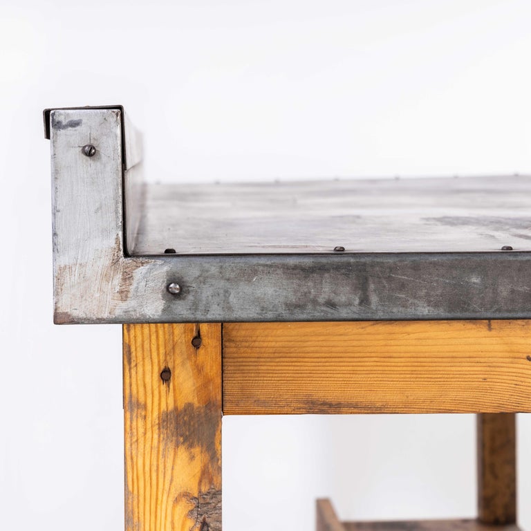 1960's Large Zinc Top Bench, Console Table, Potting Bench at 1stDibs