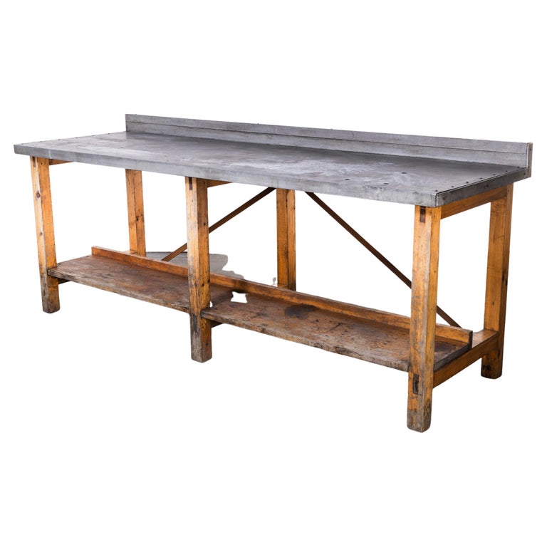 1960's Large Zinc Top Bench, Console Table, Potting Bench For Sale at ...