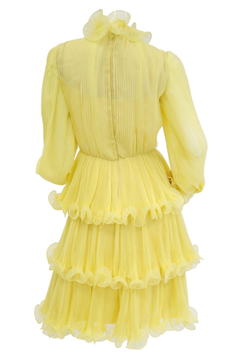 1960s Lemon Chiffon Curly Hem Cocktail Dress For Sale at 1stDibs ...