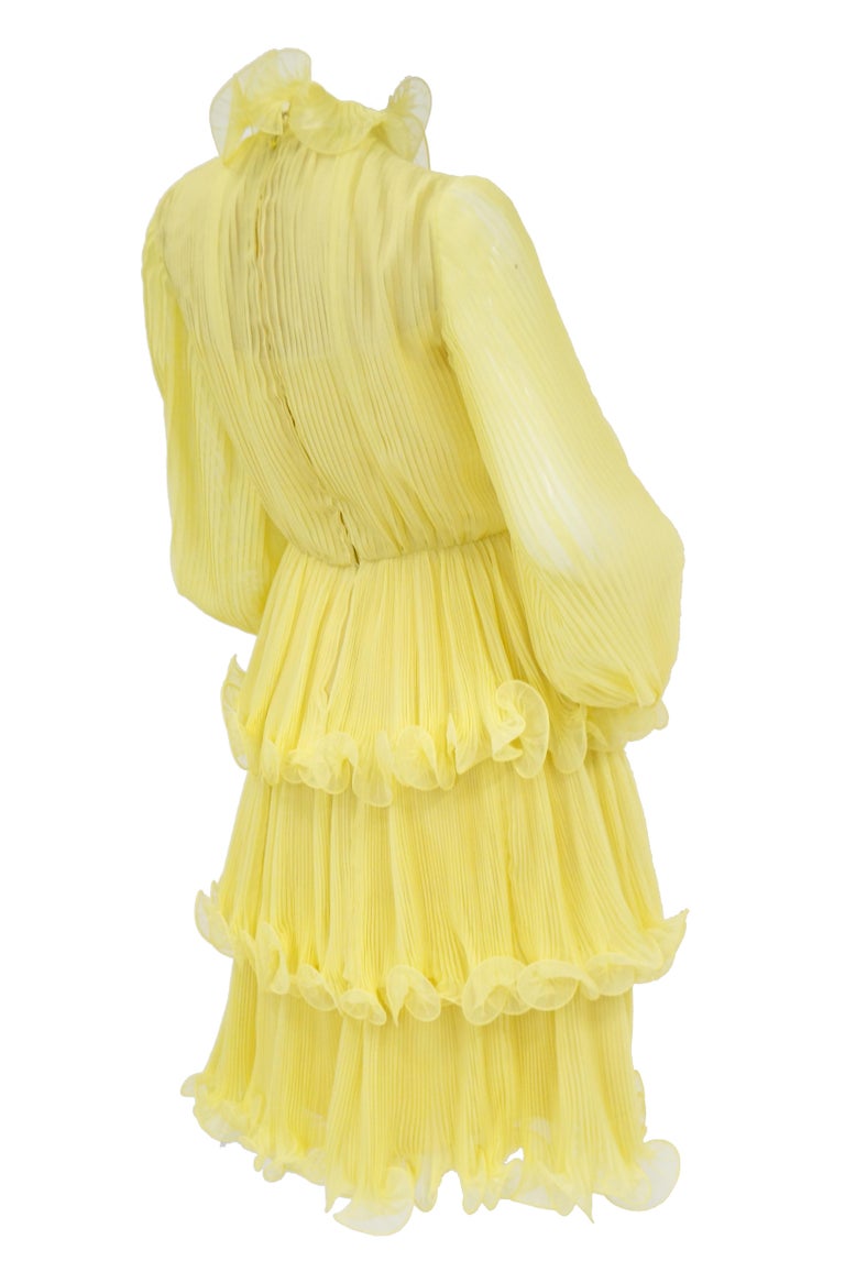 1960s Lemon Chiffon Curly Hem Cocktail Dress For Sale at 1stDibs ...