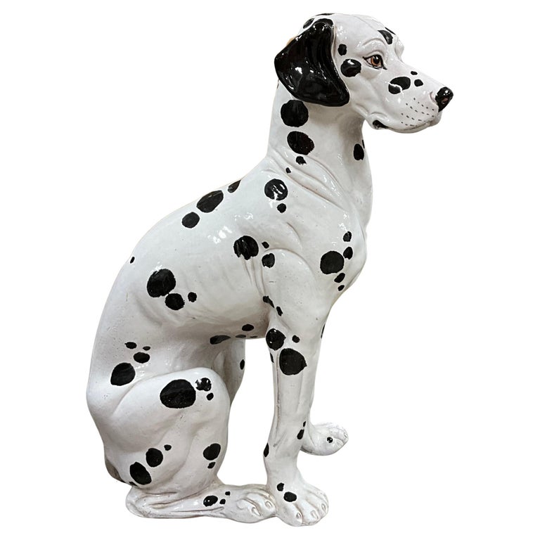 1960s Life Size Italian Terracotta Dalmatian Dog Figurine with Majolica ...