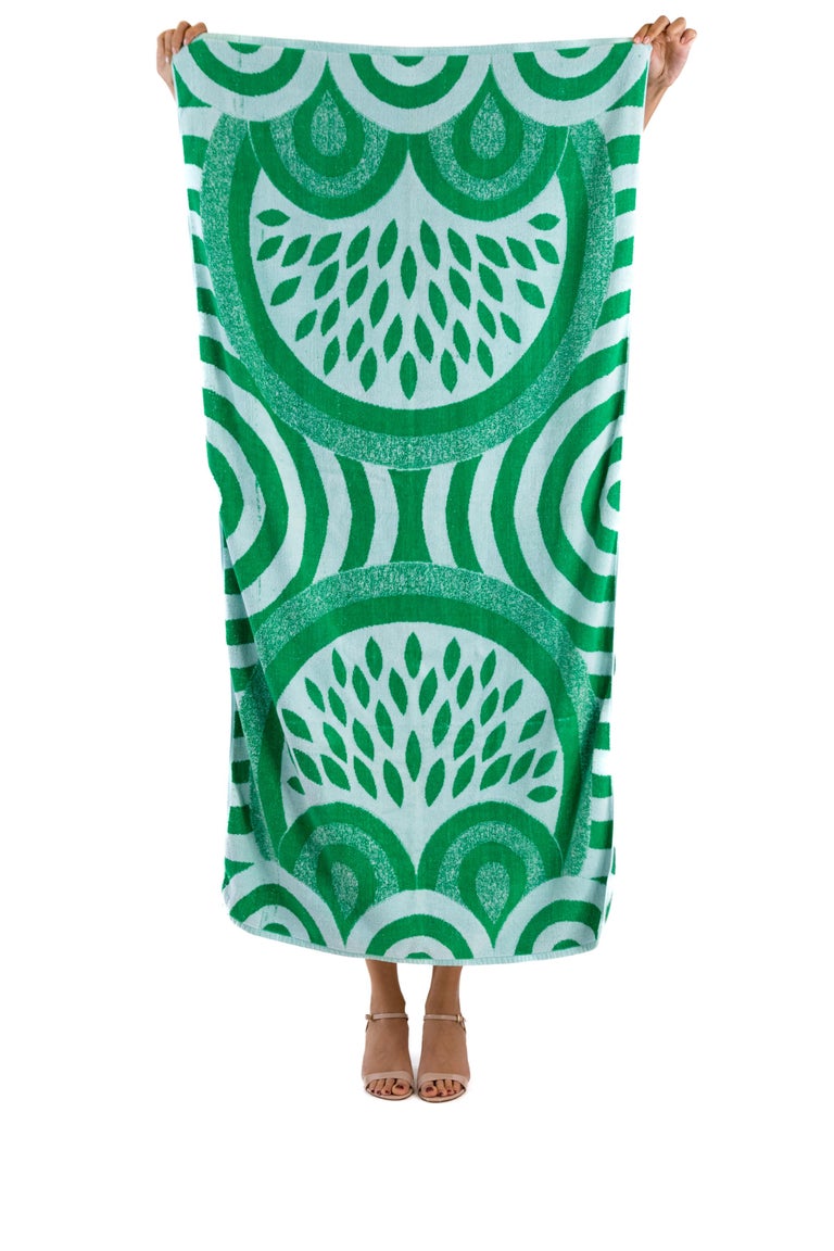 1960S Light Aqua Blue Cotton Terry Cloth Beach Duster With Towel For ...