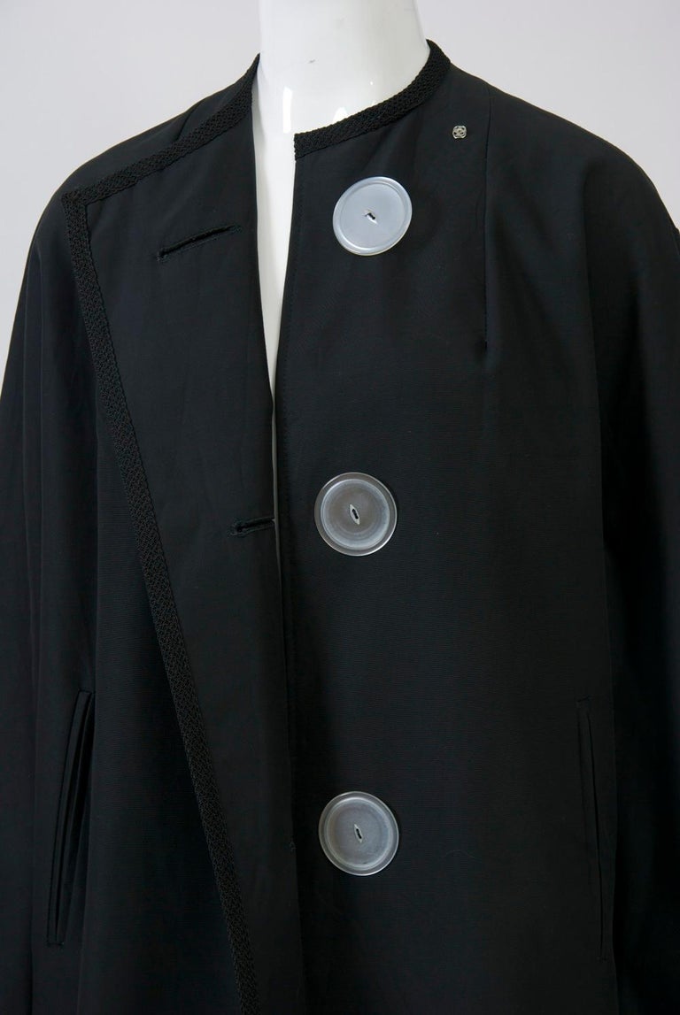 1960s Lightweight Black Coat with Large Buttons For Sale at 1stDibs ...