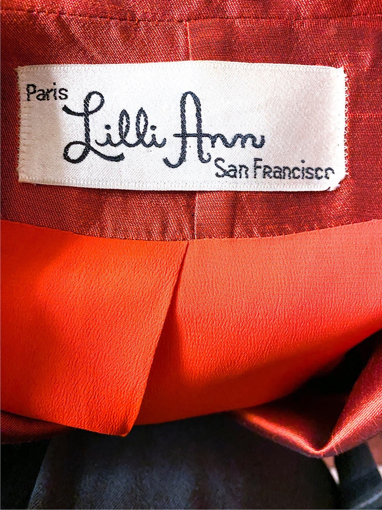 1960s Lilli Ann Rust Silk Coat For Sale at 1stDibs