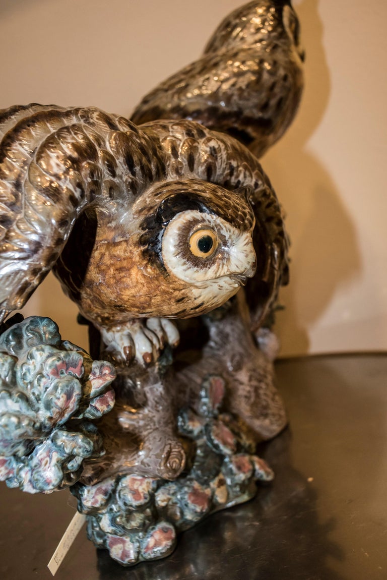 1960s Lladro Polychrome Ceramic Owl, Signature at 1stDibs