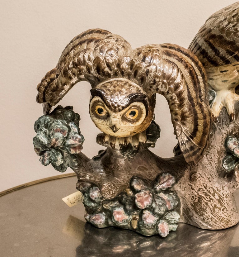 1960s Lladro Polychrome Ceramic Owl, Signature at 1stDibs