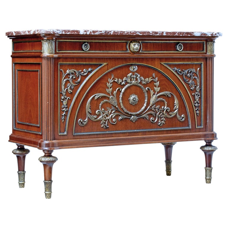 1960’s Louis XVI Influenced Marble Top Chest of Drawers For Sale at 1stDibs