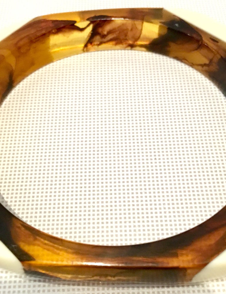 1960'S Lucite Faux Ivory and Tortoise Shell Bangle Bracelet For Sale at ...