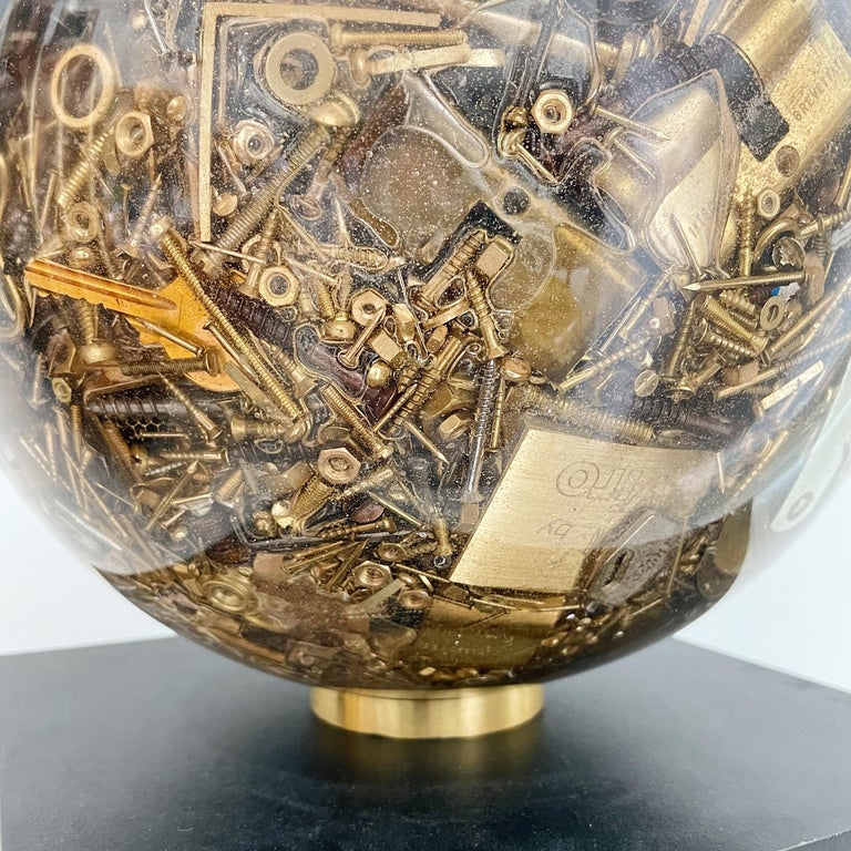 1960's Lucite Sphere Sculpture Containing Vintage Hardware at 1stDibs