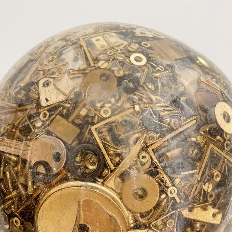 1960's Lucite Sphere Sculpture Containing Vintage Hardware at 1stDibs