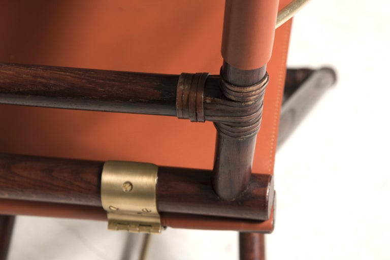 1960s McGuire Director's Wood and Brass Details Armchair For Sale at ...