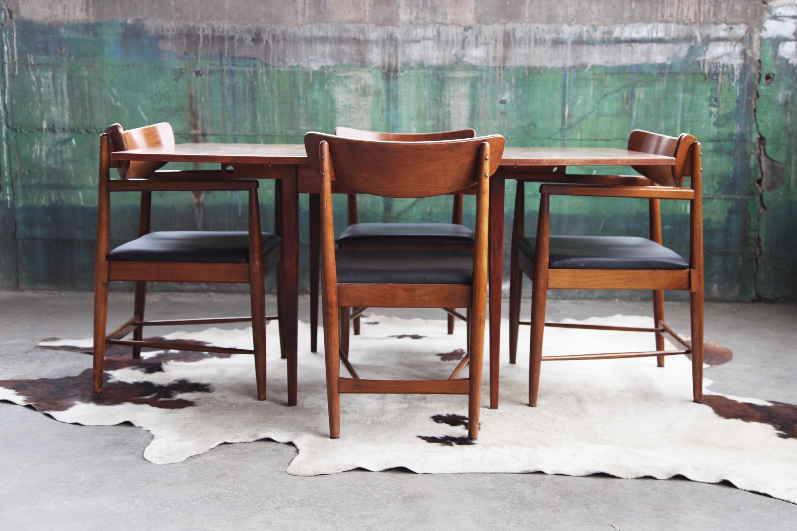 1960s MCM Drexel Kipp Stewart Attributed Walnut Table with Two Drop ...