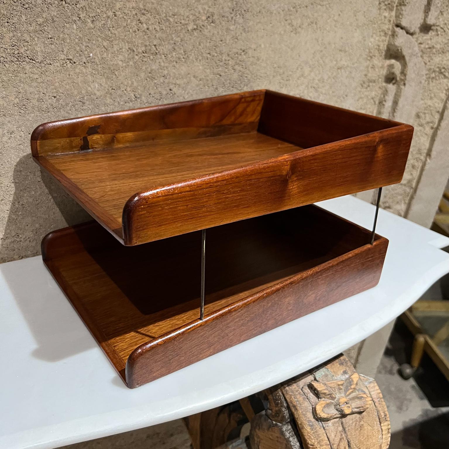 1960s MCM Modernist Tiered Office Letter File Tray in Restored Walnut ...