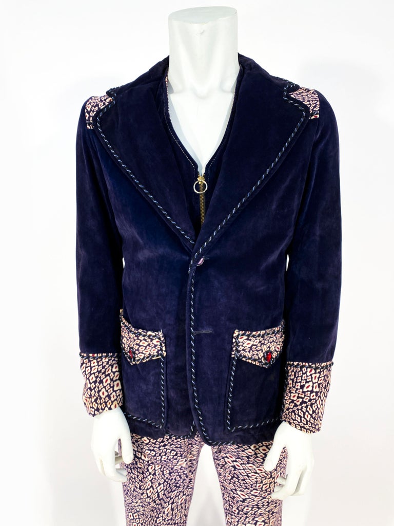 1960's Men's Mod Velvet Three-Piece Suit at 1stDibs
