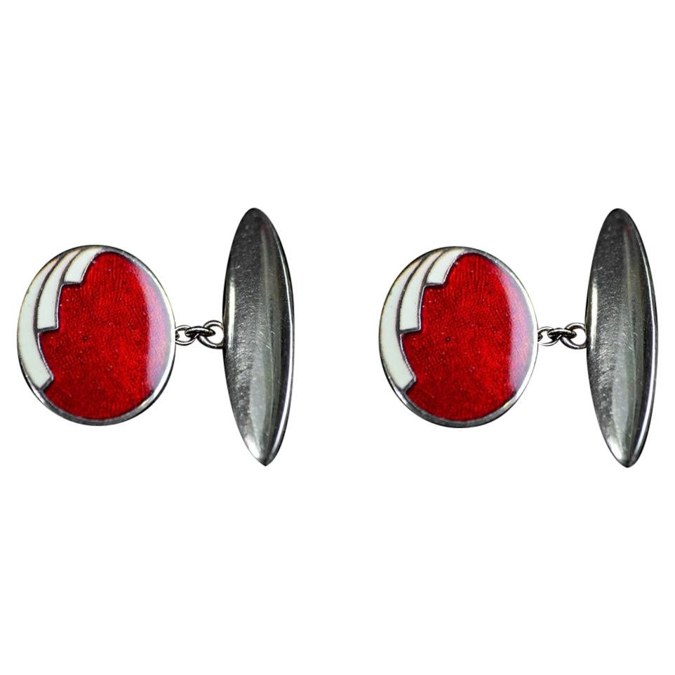 Red Enamel Antique Cufflinks For Sale at 1stDibs