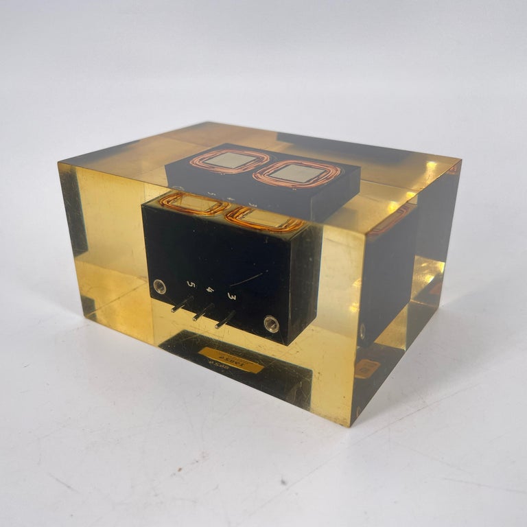 1960s Microchip Lucite Paperweight Vintage Retro Tech Sculpture MCM ...