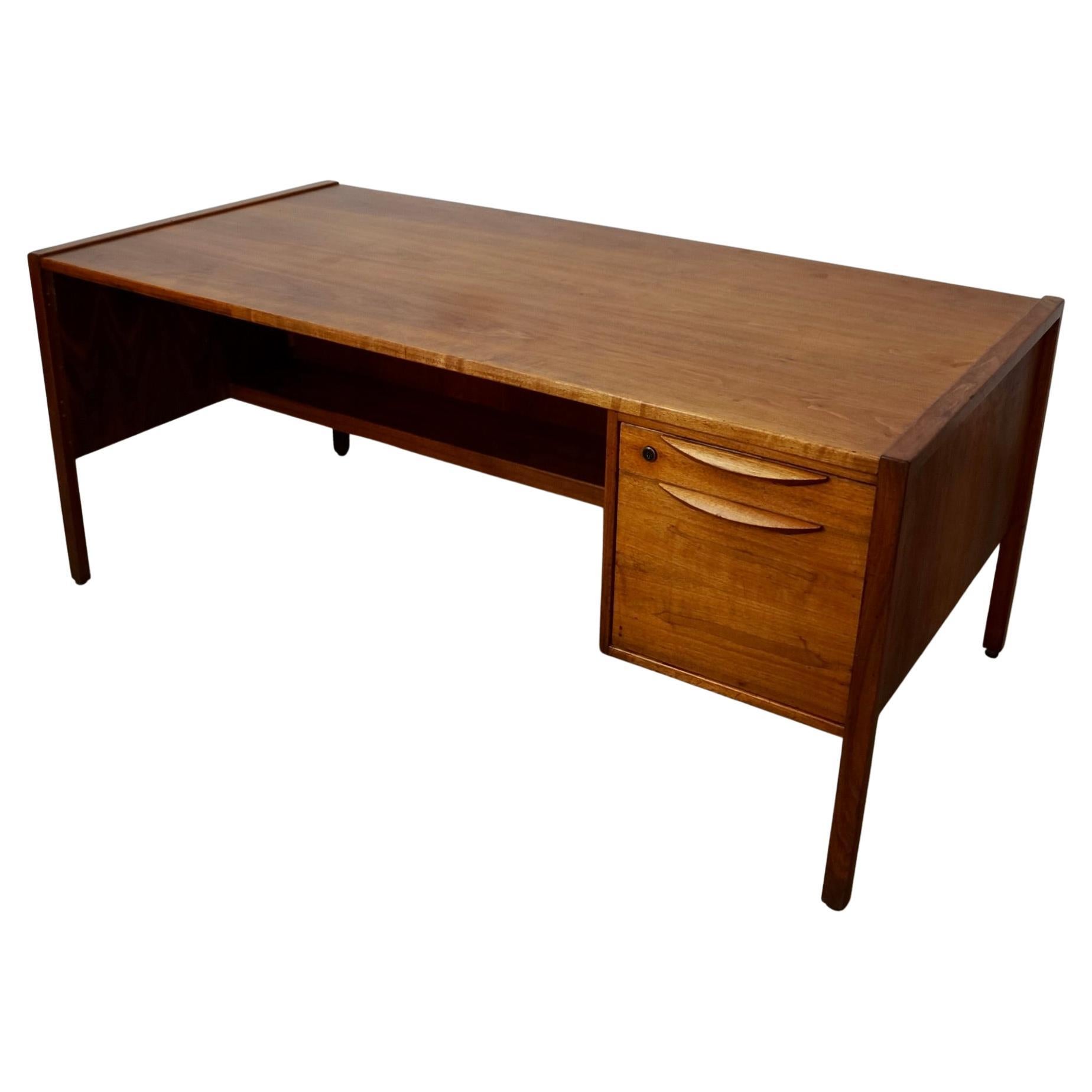1960's Mid-Century Danish Modern Jens Risom Walnut Executive Desk For ...