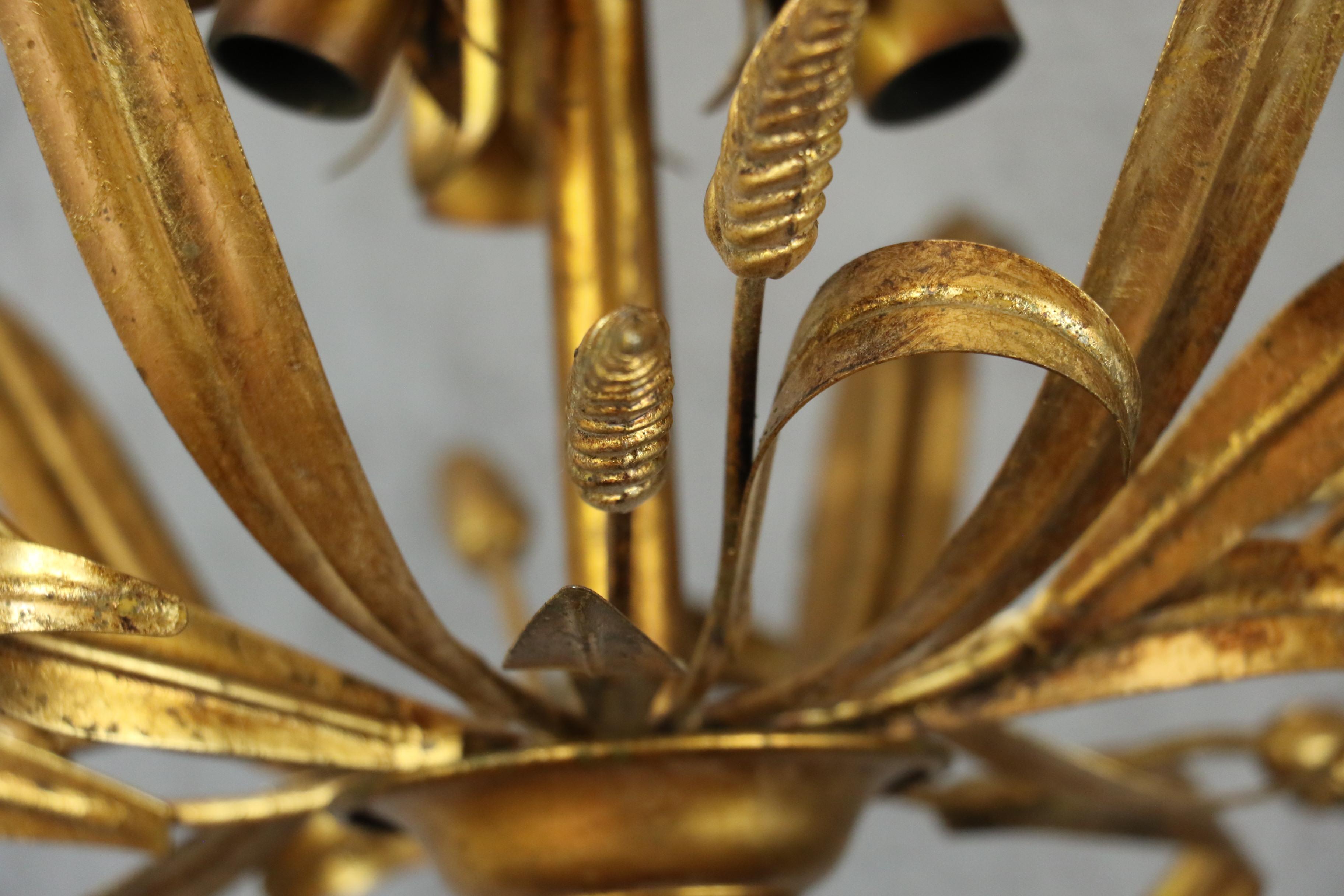 1960s Mid-century Gilt Metal Wheat Flush Mount, Coco Chanel Style For ...