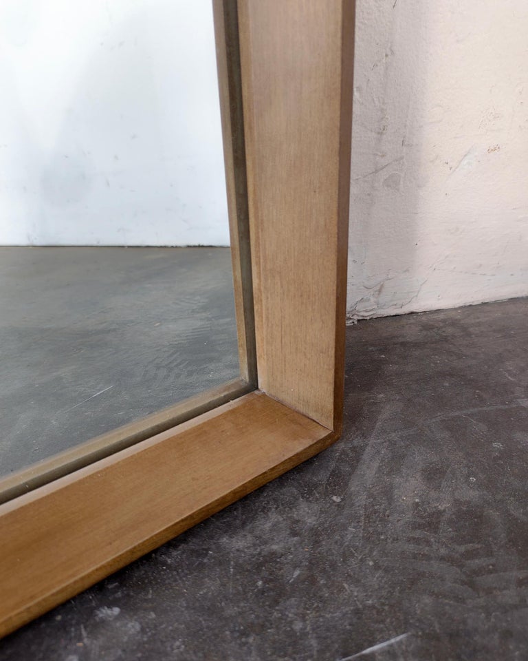 1960s Mid-Century Large Horizontal Wood Framed Wall Mirror with Ledge ...