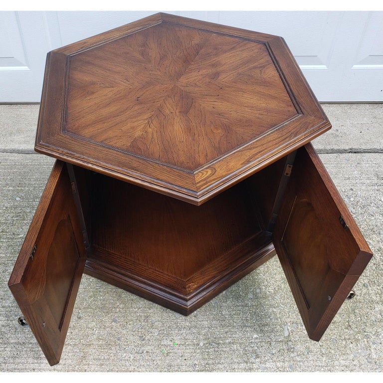 1960s Mid-Century Modern Double Door Hexagonal Walnut End Table at ...