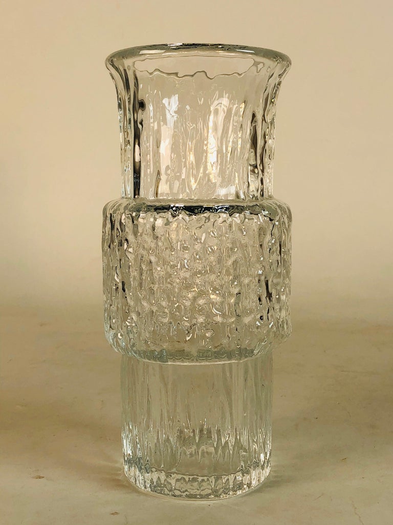 1960s Mid-Century Modern Iittala Textured Glass Vase For Sale at 1stDibs