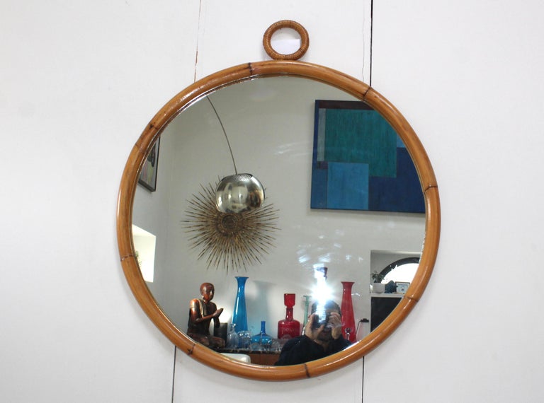 1960s Mid-Century Modern Round Bamboo Wall Mirror at 1stDibs | round ...